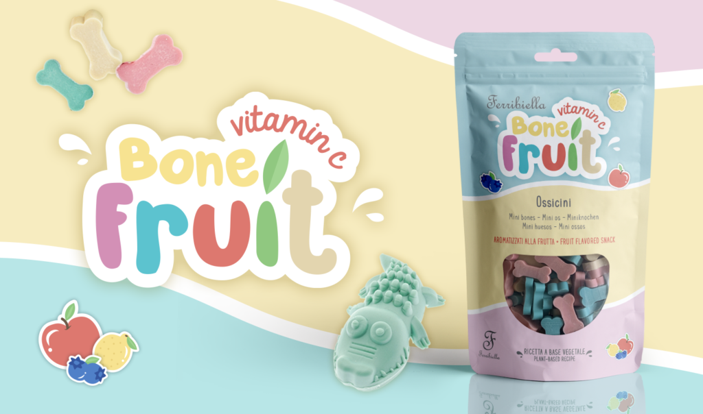 La frutta assume varie forme, con gli snack Bone Fruit di Ferribiella