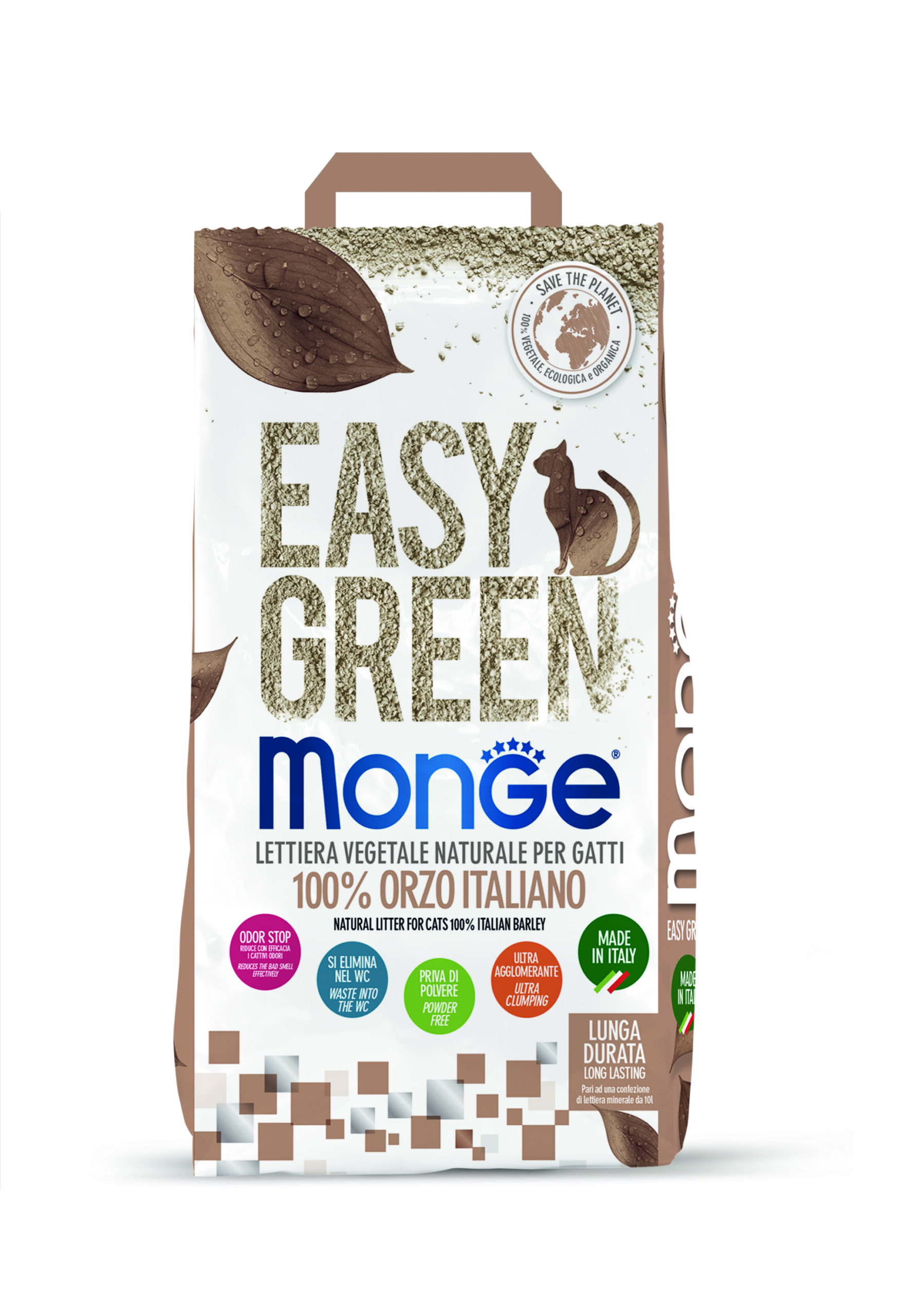 Novità con orzo italiano nella linea di lettiere naturali Monge Easy Green