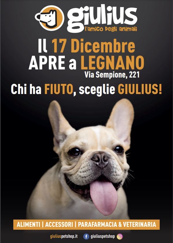 Il 17 dicembre Giulius apre a Legnano (MI) il quarto pet shop in Lombardia